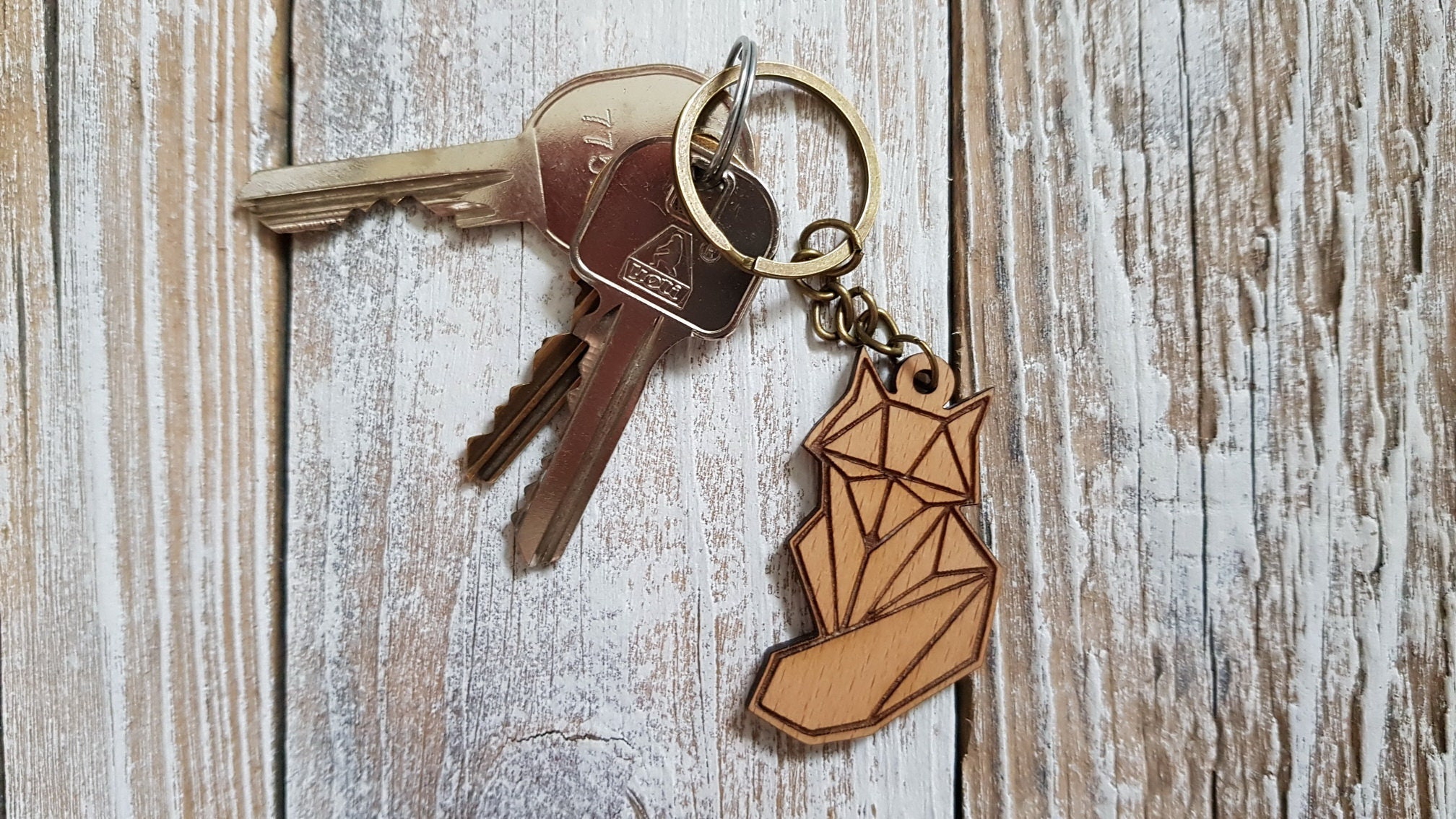 Fox Geometric Keychain, Modern Animal Design of Keychain, Trend Eco ...