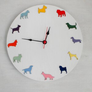 White Clock With Colored Dogs Wall Hanging Color Clock Eco - Etsy