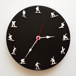 Snowboarding Wood Clock Wall Clock With Snowboarders | Snowboard Winter ...