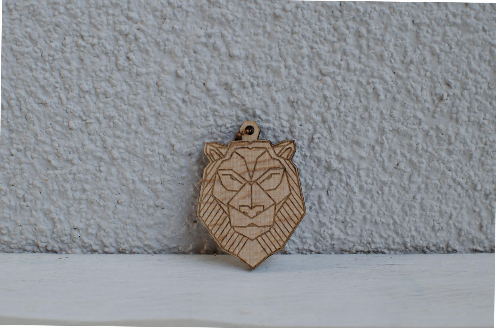 Lion Wood Keychain modern geometric design animal keychain | Etsy