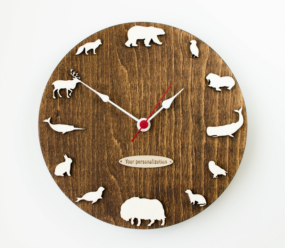 Arctic Animals Clock Wooden Polar Clock North-polar Nature - Etsy