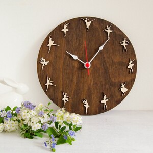 Ballet Wood Clock | Wall Clock With Dancing Figures Ballerinas ...