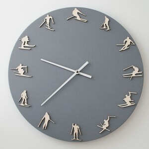 Ski Wood Clock Ski Decor Skier Wall Art Decor Gift for Extreme Sports ...