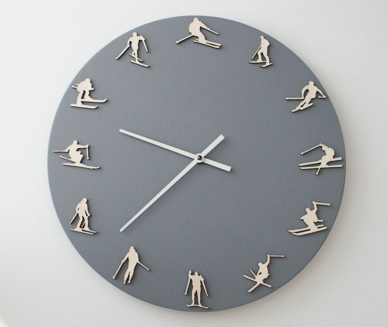 Ski Wood Clock Ski Decor Skier Wall Art Decor Gift for - Etsy