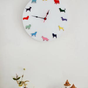 White Clock With Colored Dogs Wall Hanging Color Clock Eco - Etsy