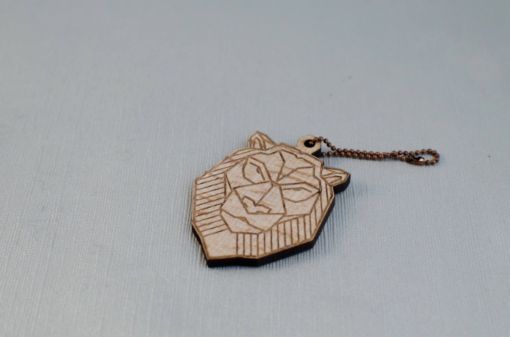 Lion Wood Keychain modern geometric design animal keychain | Etsy