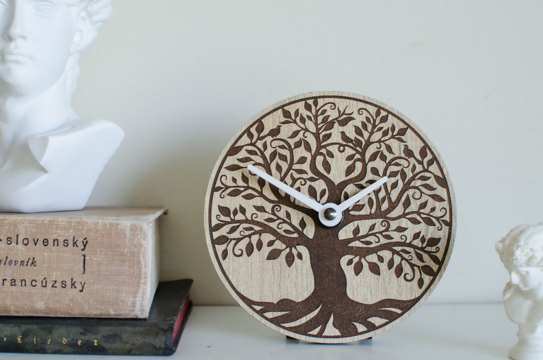 Tree of Life Desk Clock, Wooden Small Table Clock - Etsy