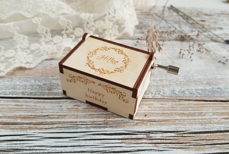 Personalized Wood Music Box Wooden Box With Name in Rustic | Etsy