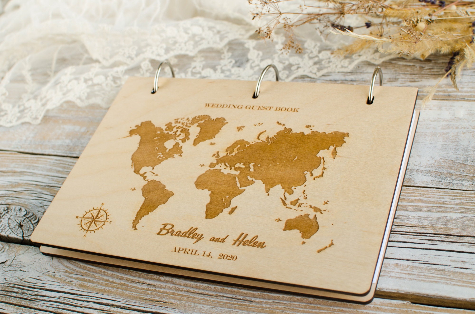World Map Guestbook Travel Wedding Album Destination - Etsy