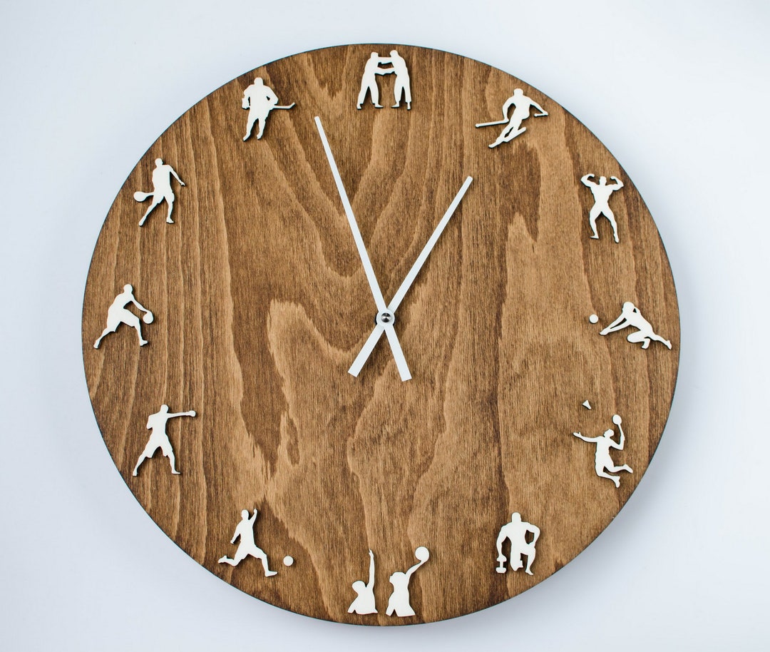 Multisport Wood Wall Clock, Sports Decor - Etsy