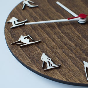 Ski Wood Clock Ski Decor Skier Wall Art Decor Gift for Extreme Sports ...