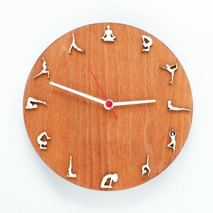 Yoga Clock | Yoga Gift Wood Wall Clock | Zen Om Gift for Yoga Lover ...