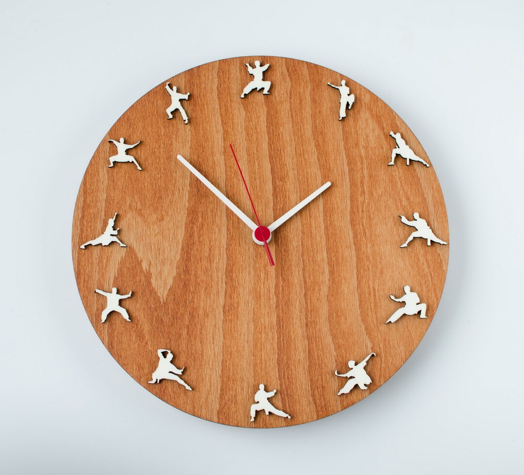Kung Fu Wushu Clock Wall Decor Martial Arts Wood Clock - Etsy