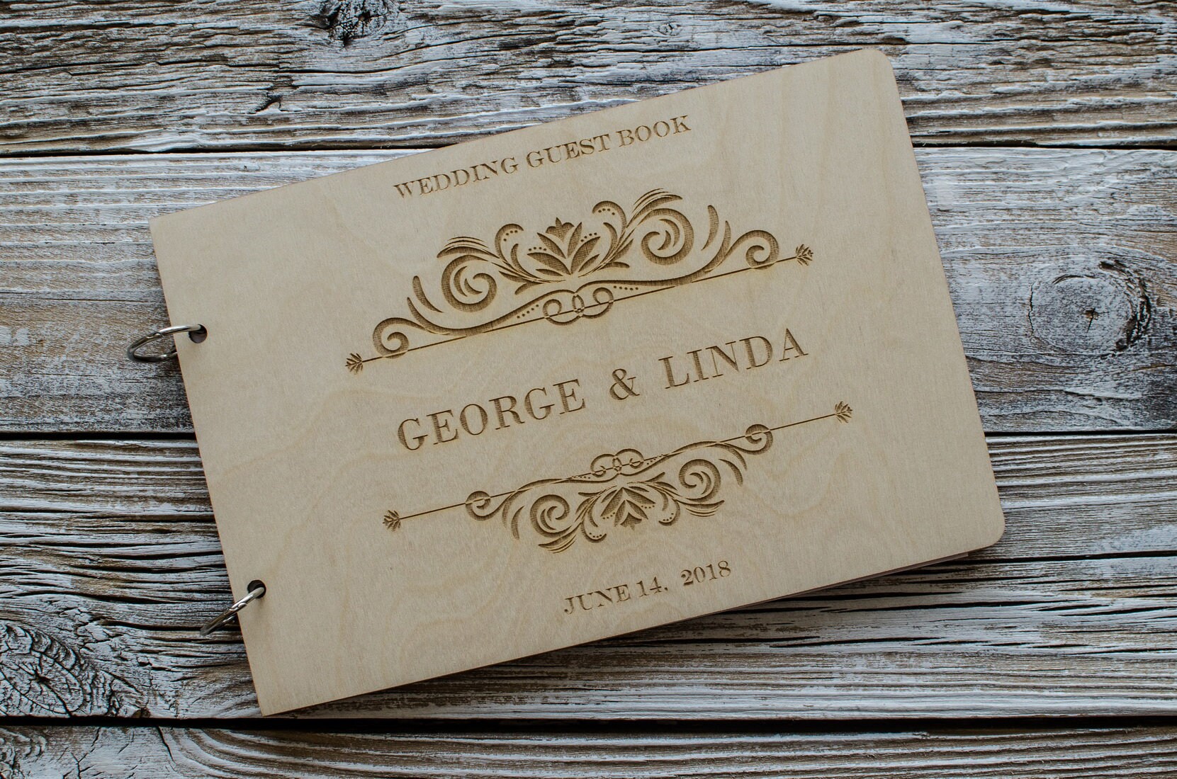 Wooden Engraved Wedding Guest Book Personalized Custom Guest | Etsy