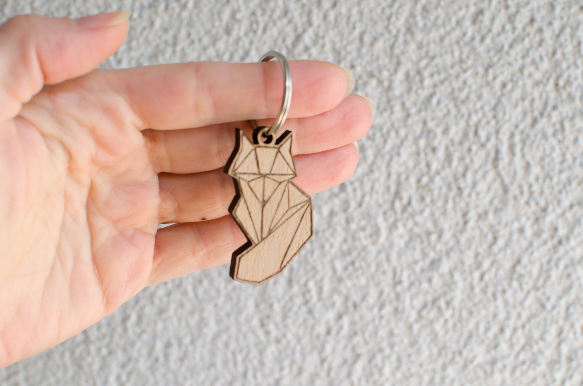 Fox Geometric Keychain, Modern Animal Design of Keychain, Trend Eco ...