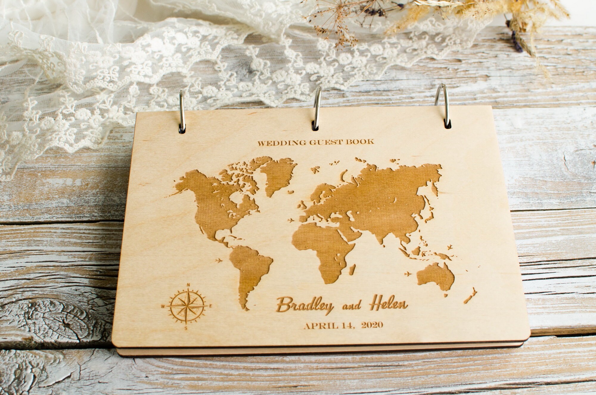 World Map Guestbook Travel Wedding Album Destination - Etsy