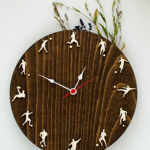 Soccer Clock European Football Wooden Sport Decor, Wood Clock With ...