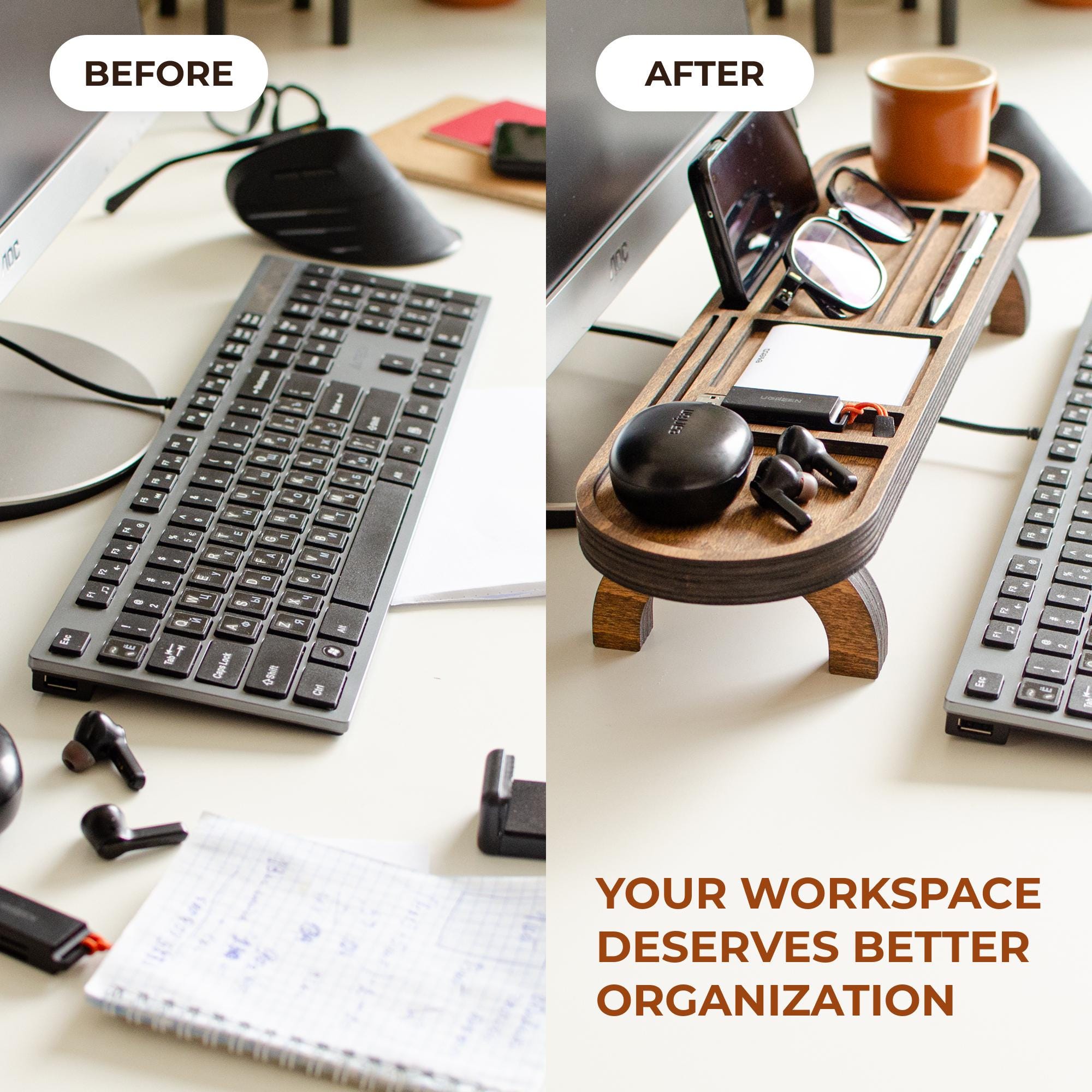 Personalized Gift Wood Desk Organizer, Gift for Home and Office Desk ...