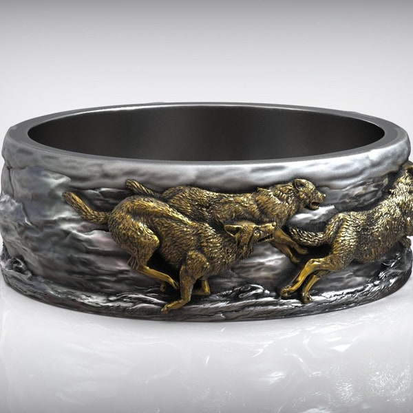 Wolf Ring - Etsy