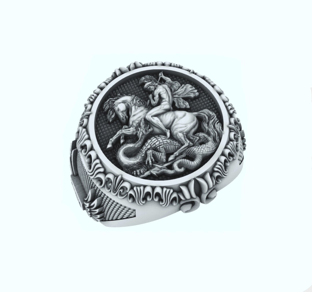 Saint George Ring Saint George Silver Ring All Size Ring for - Etsy