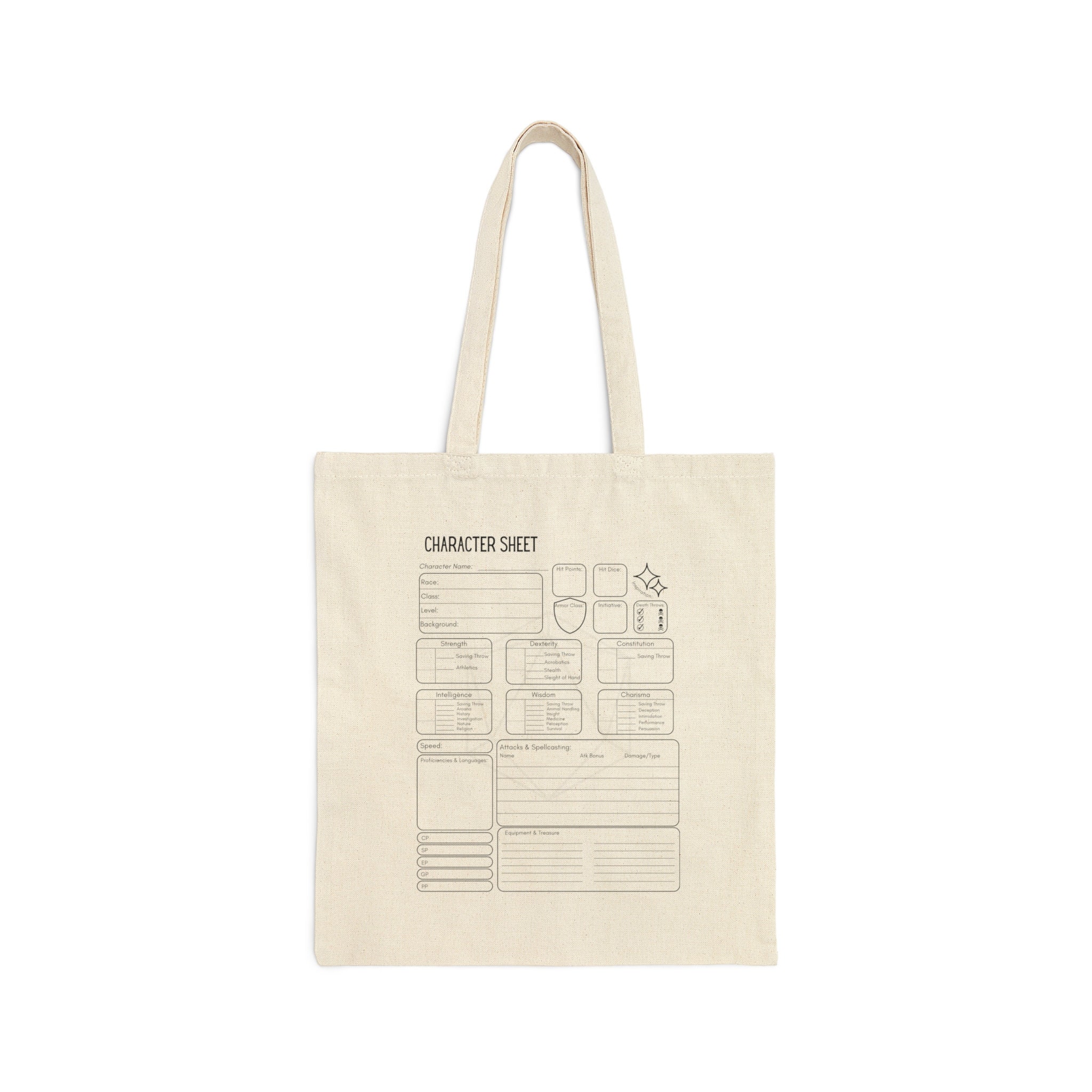 Dungeons and Dragons Character Sheet Canvas Tote Bag - Etsy
