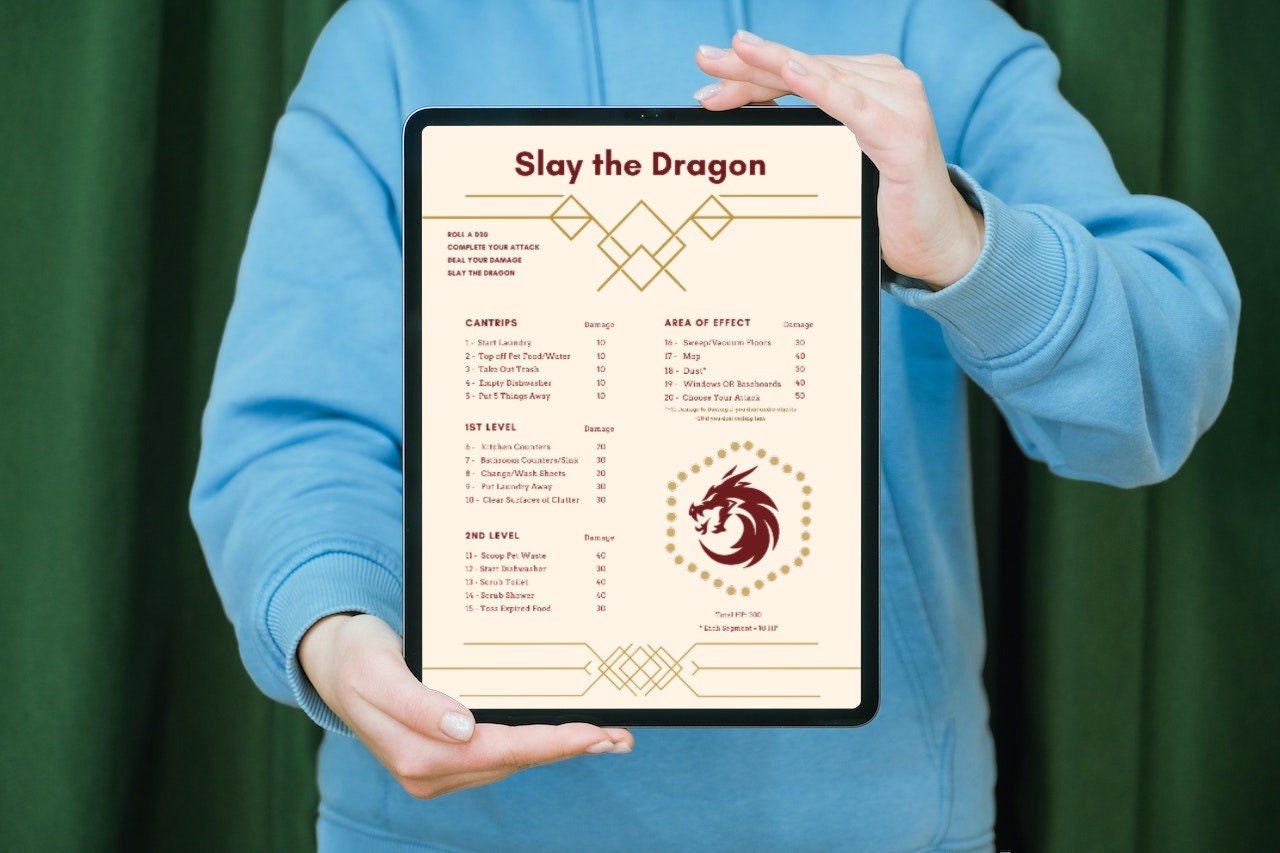 Digital D&D RPG Themed Chore Chart Slay the Dragon Cleaning Chart - Etsy
