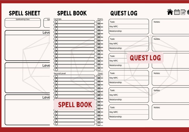 EXPANDED 9 Colors Digital D&D Campaign Journal, Dungeon Master Journal ...