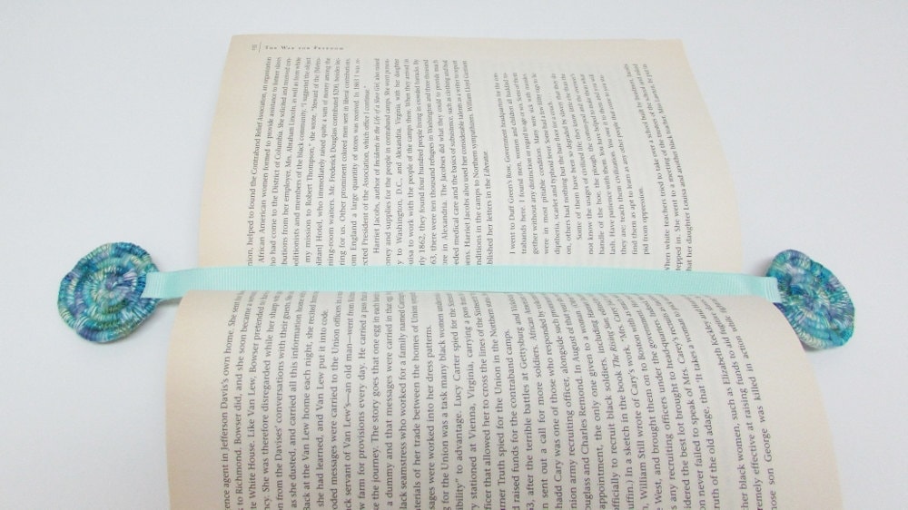 MEDIUM Seascape Coiled Jute Fiber & Ribbon Bookmark (for Most Mid-sized ...