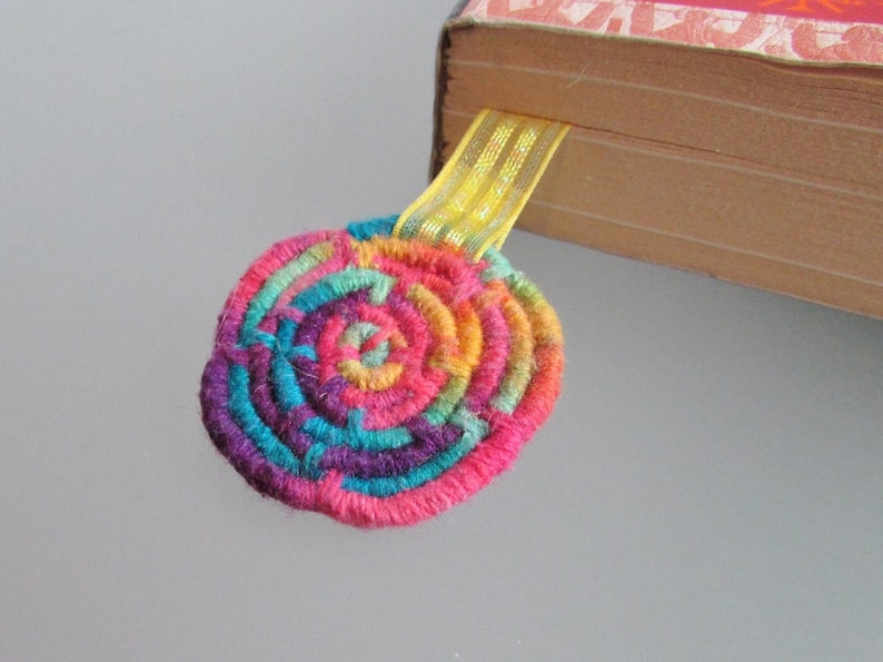 MEDIUM Multicolor Pastel Coiled Jute Fiber & Ribbon Bookmark (for Most ...