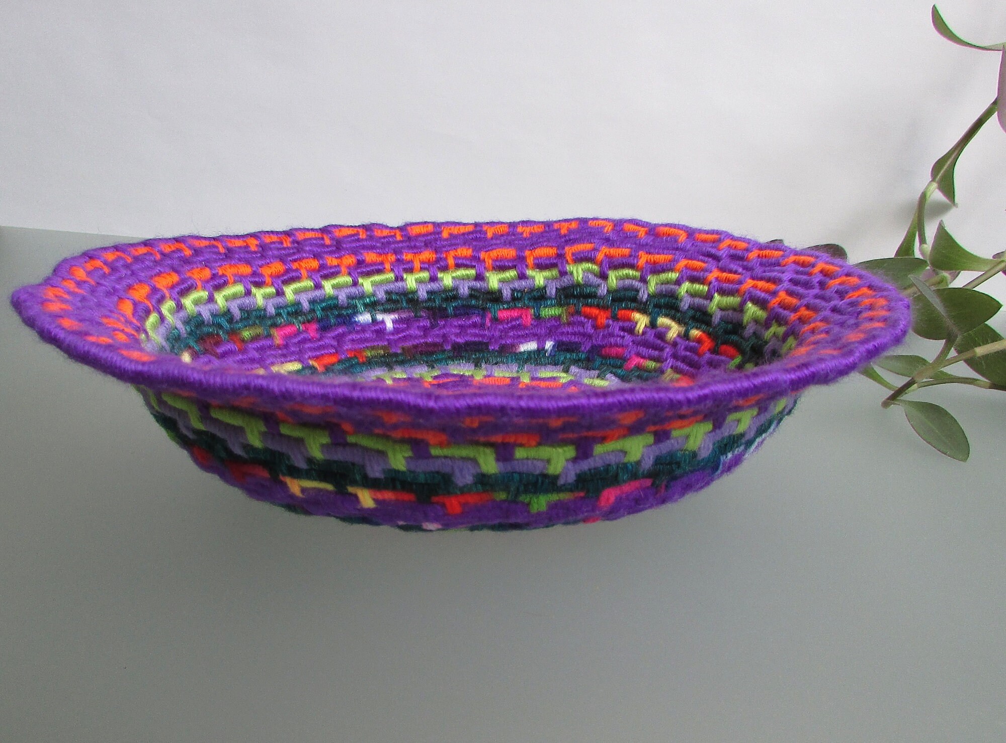 Funky Cosmic Coiled Jute Fiber Basket (multi-color, Purple, Orange ...