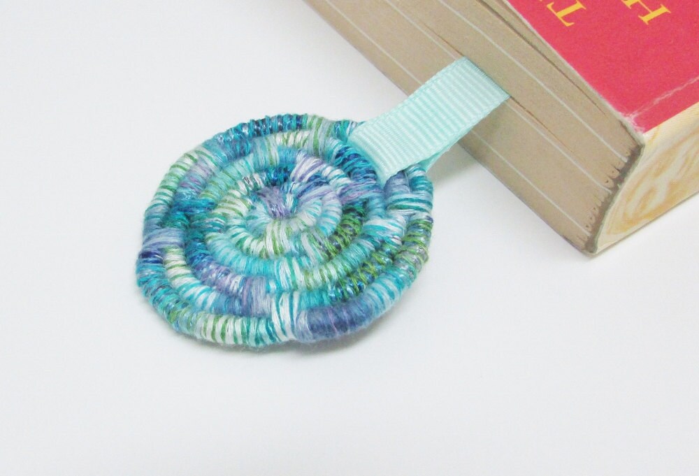 MEDIUM Seascape Coiled Jute Fiber & Ribbon Bookmark (for Most Mid-sized ...