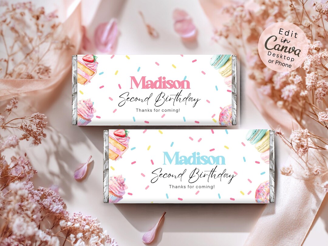 Editable Donut Birthday Chocolate Wrapper, Canva Template (digital ...