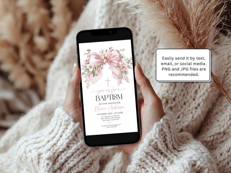 Elegant Baptism & Christening Invitation – Printable Floral Girl Invite ...