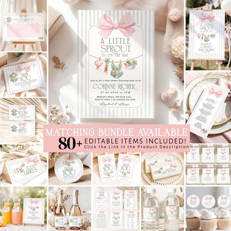 Little Sprout Baby Shower Invitation, Locally Grown Garden Baby Shower ...