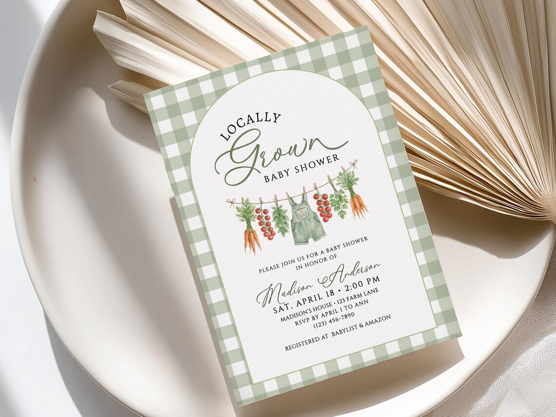 Locally Grown Baby Shower Invitation, Farmers Market Baby Shower Invite ...