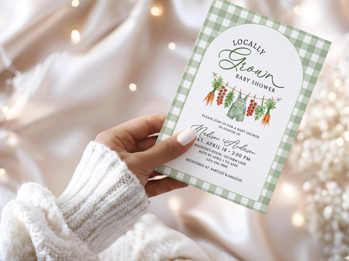 Locally Grown Baby Shower Invitation, Farmers Market Baby Shower Invite ...