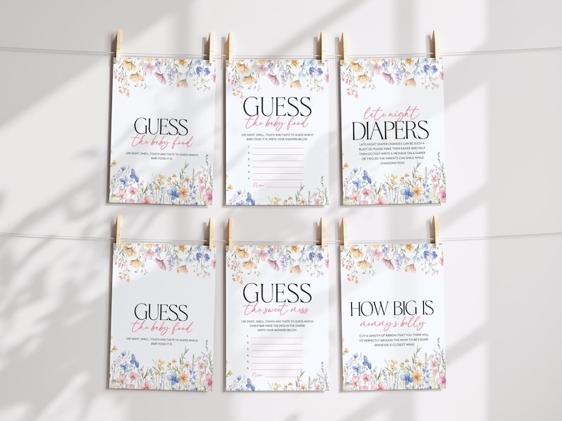 Baby in Bloom Baby Shower Games Bundle, Floral Baby Shower Games ...