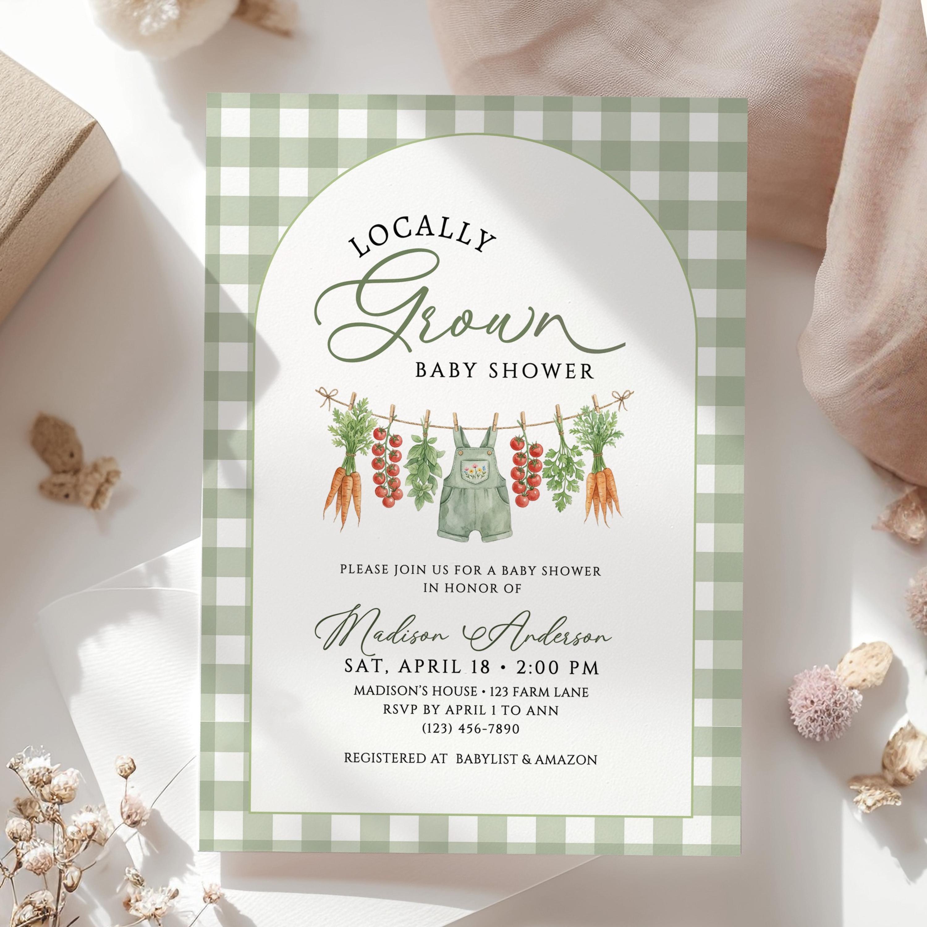 Locally Grown Baby Shower Invitation, Farmers Market Baby Shower Invite ...