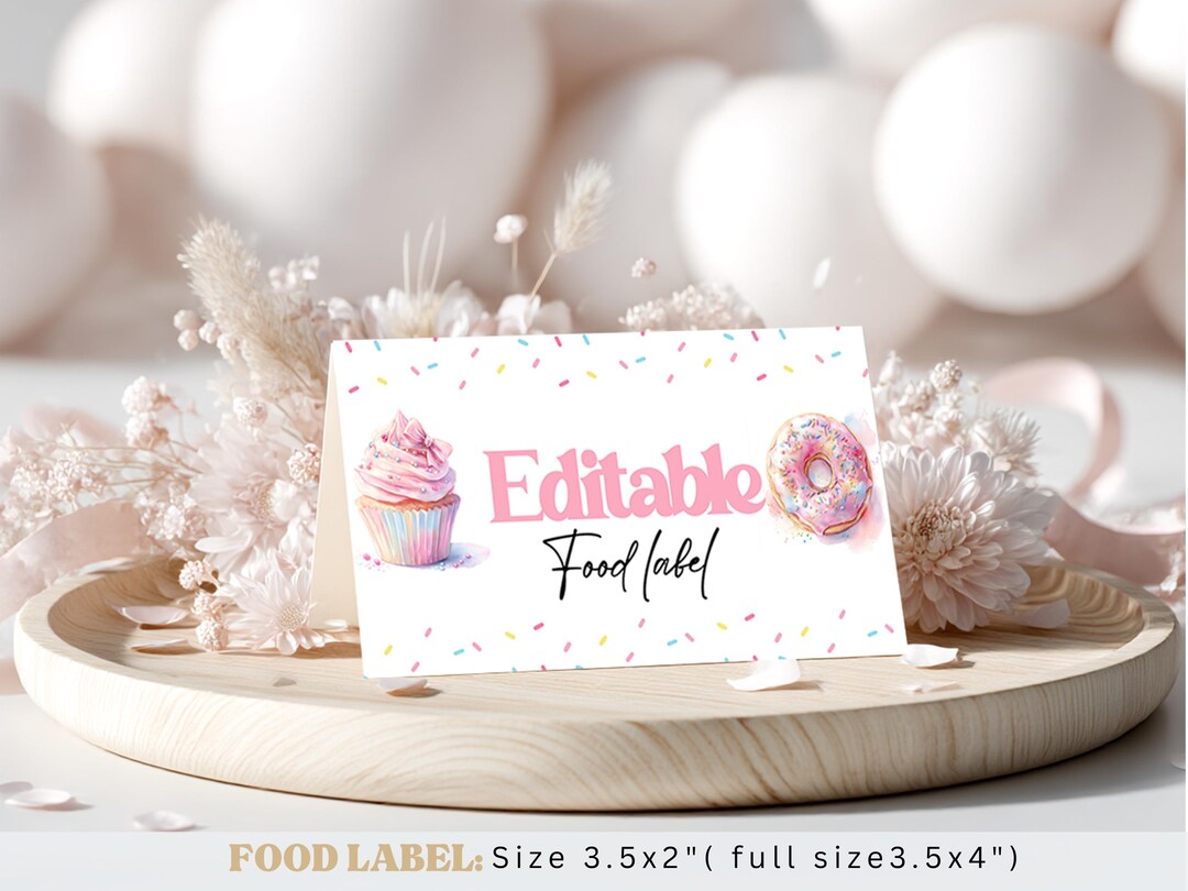 Editable Donut Food Label, Sweet One Birthday, Canva (digital Download ...