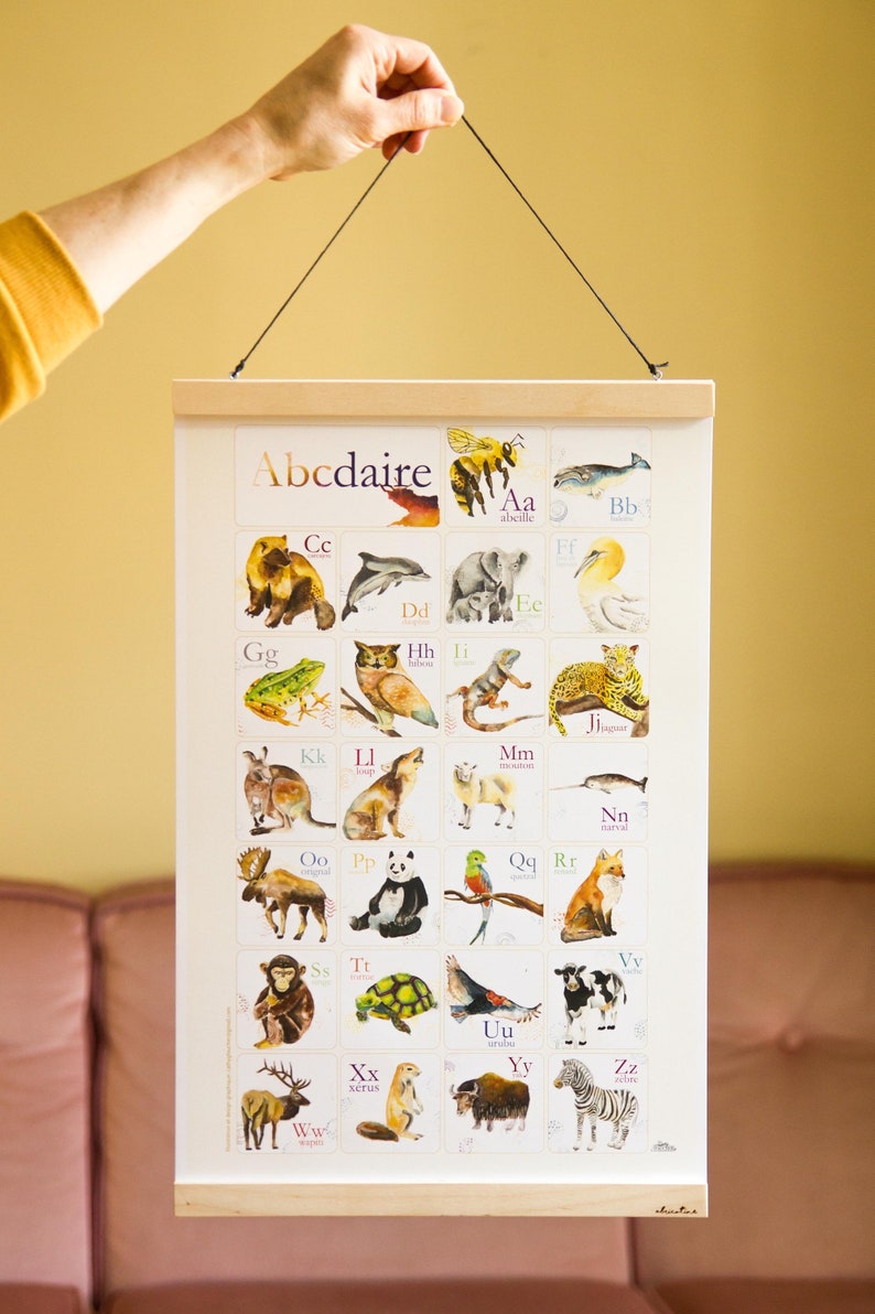 Affiche abécédaire des animaux pour enfant illustré Cathy - Etsy France