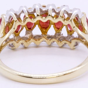 Pranda 10K Solid Yellow Gold Marquise Natural Ruby & Diamond Row Ring ...