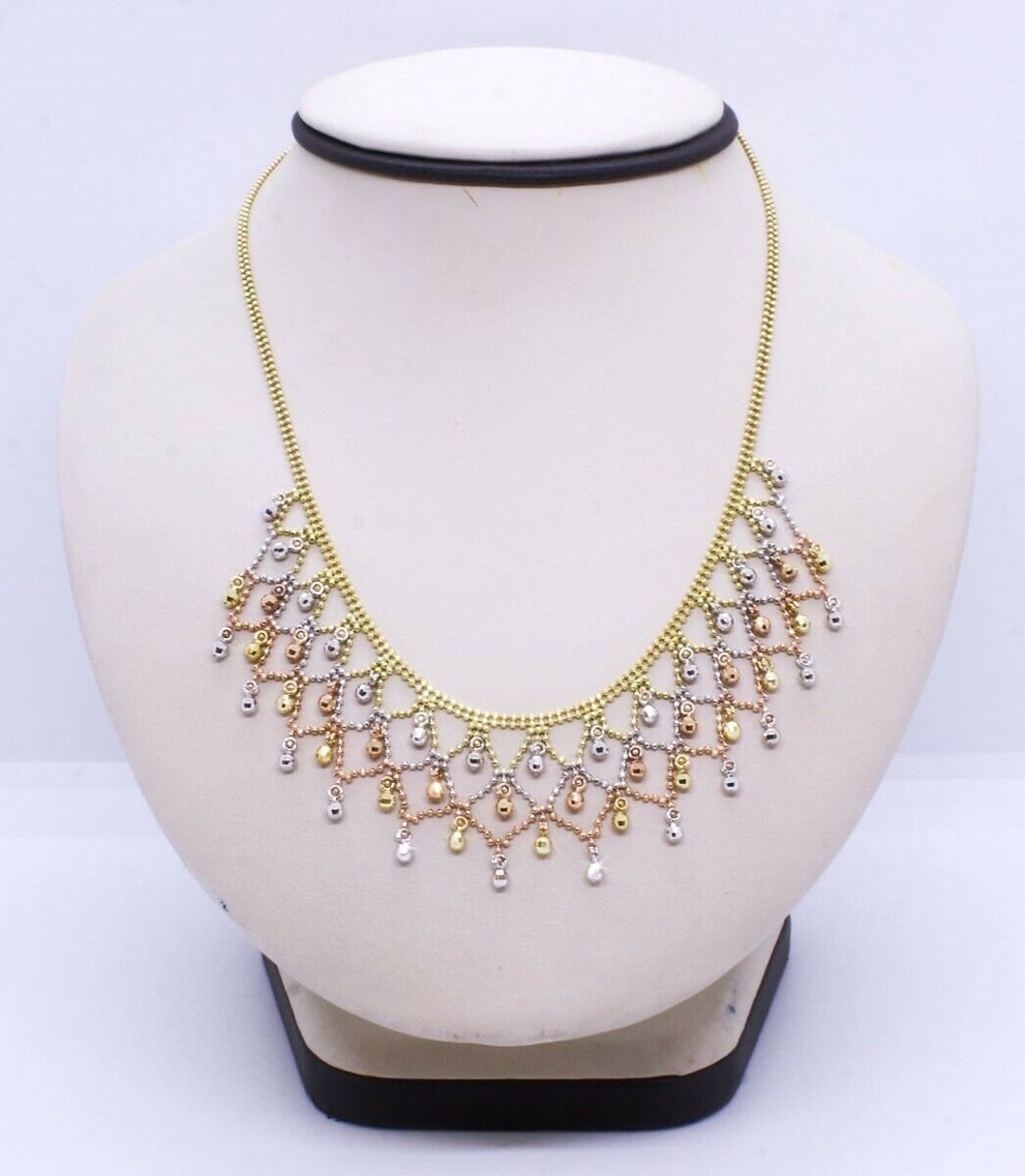 16 14K Solid Tri-tone Yellow White Rose Gold Festoon - Etsy