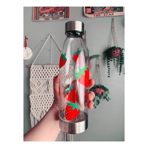 500ml Summer Cute Strawberry Straw Water Bottle Cartoon Food | Etsy