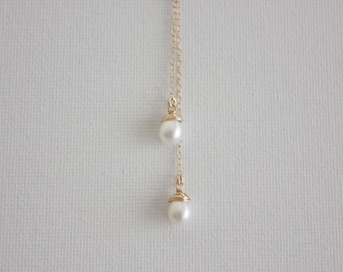Freshwater Pearl Dangling Pendants on Gold Filled Necklace - Etsy