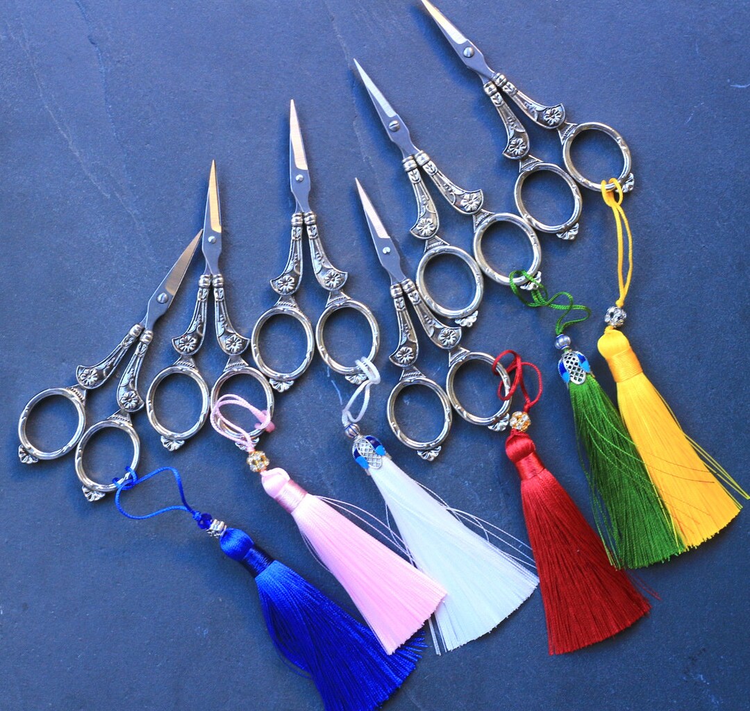 Scissors for Embroidery- Scissors for Sewing- Color's Tassel- Silver ...