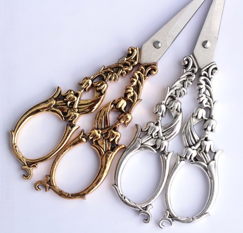 Ciseaux "lis Des Vallées"- Version Gold/argent/rouge/antique- Couture ...