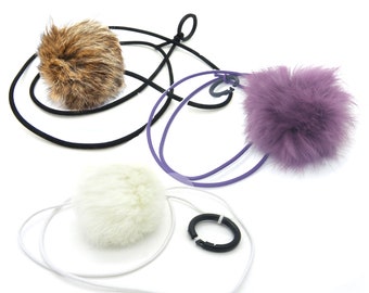 Bouncy Ball Real Rabbit Fur String Cat Toy | Etsy