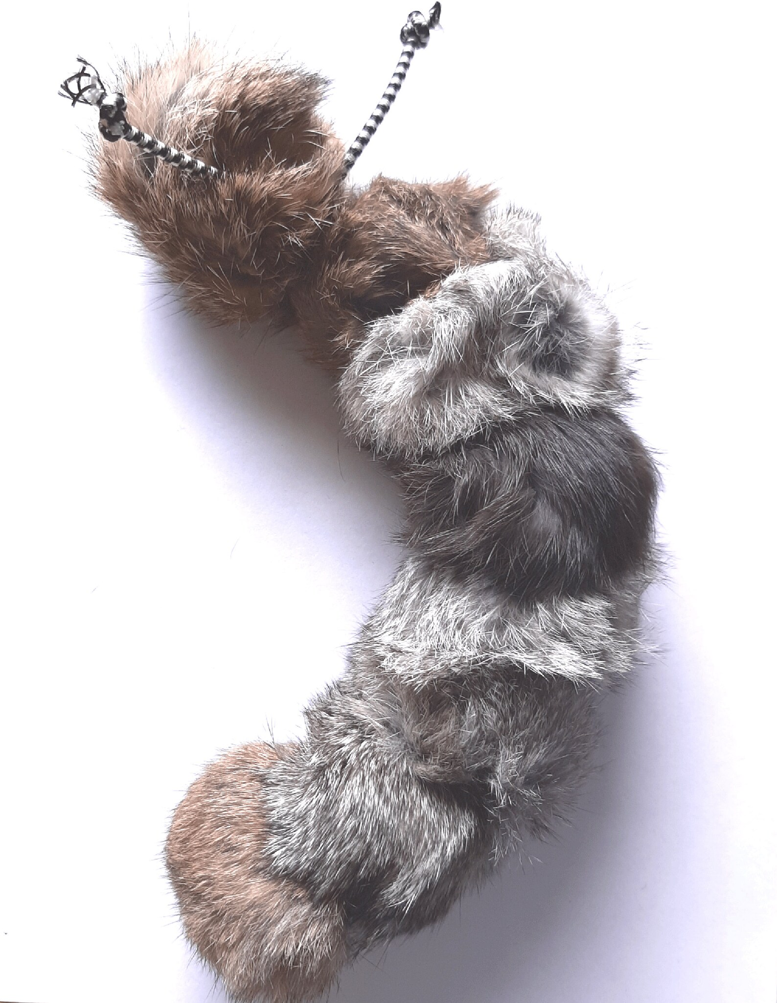 Caterpillar Rabbit Fur Pom Pom Cat Toy Natural | Etsy