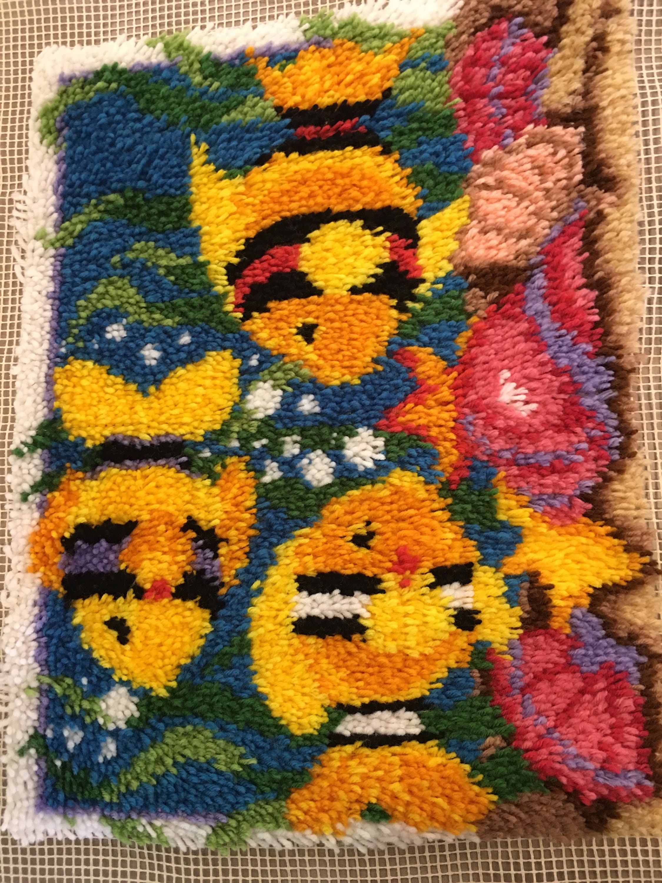 Friendly Fish Latch Hooked Rug, Handmade Rug, Coloful Rug, Kids Room ...
