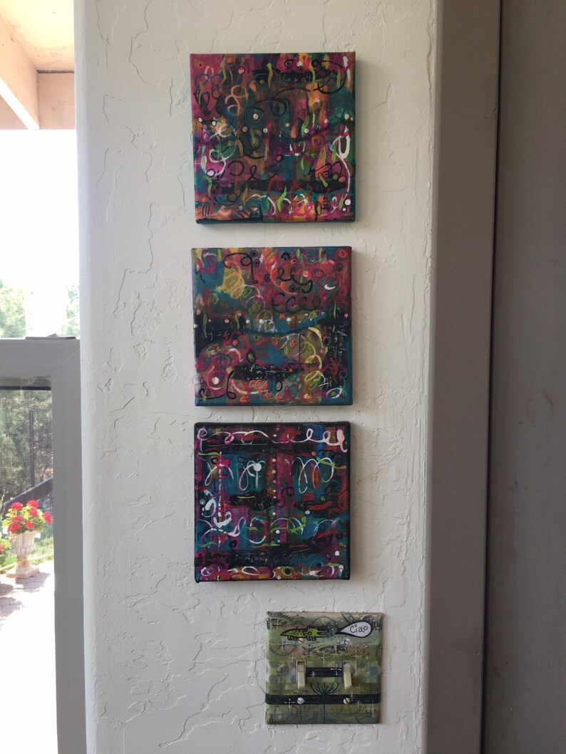 Graffiti Mixed Media 3 Canvas Set, Colorful Painting Set, Paper, Paint ...